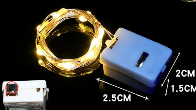 Led Copper Wire String Light 3-function Flashing Mode Button Battery ...