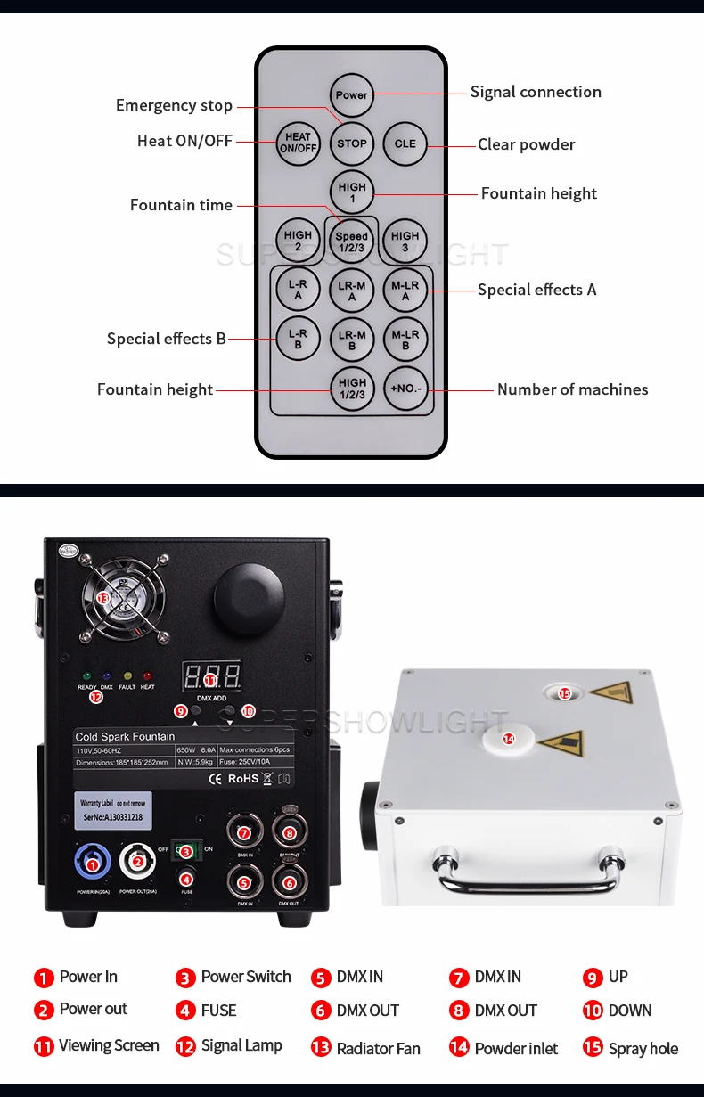 Factory Price Cold Sparkler Machine Wireless DJ DMX512 Remote Control ...