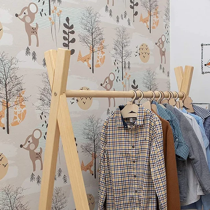 Storage Space Garment Rack Children Wardrobe Teepee Style Clothing Rack ...