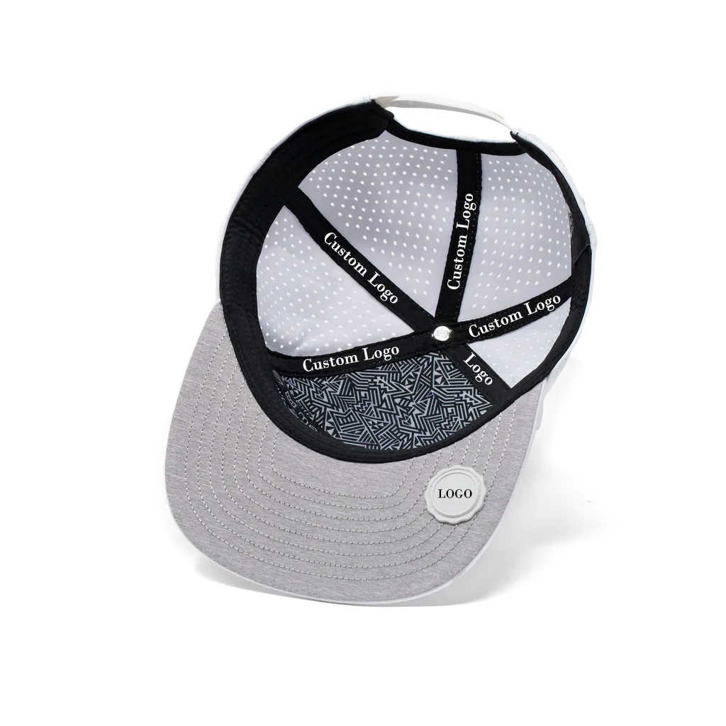 Custom Pvc Logo Men White 6 Panels Flat Brim Yupoong Snapback Hat ...