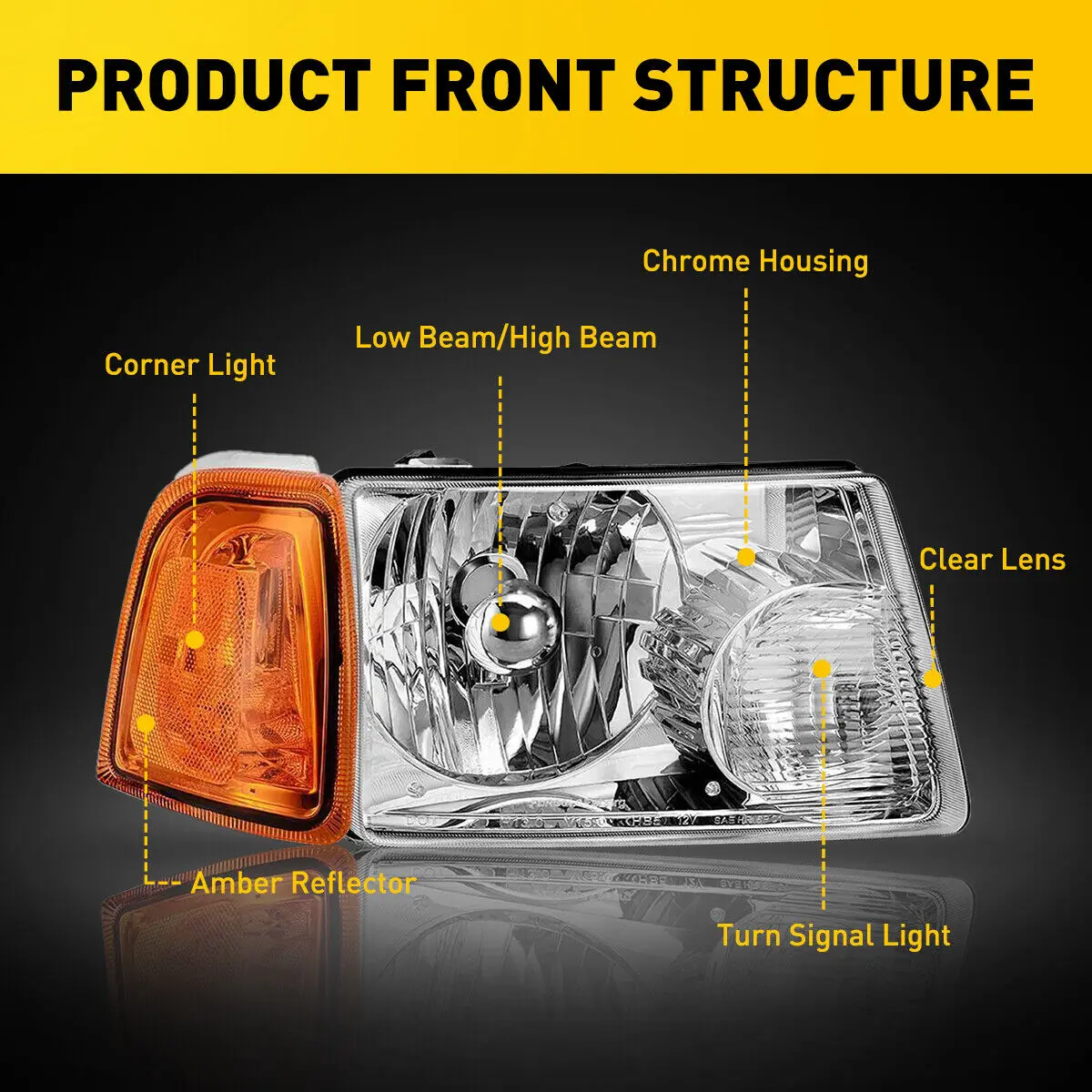High Quality Projector Headlights Assembly W/corner Light Halogen Head ...