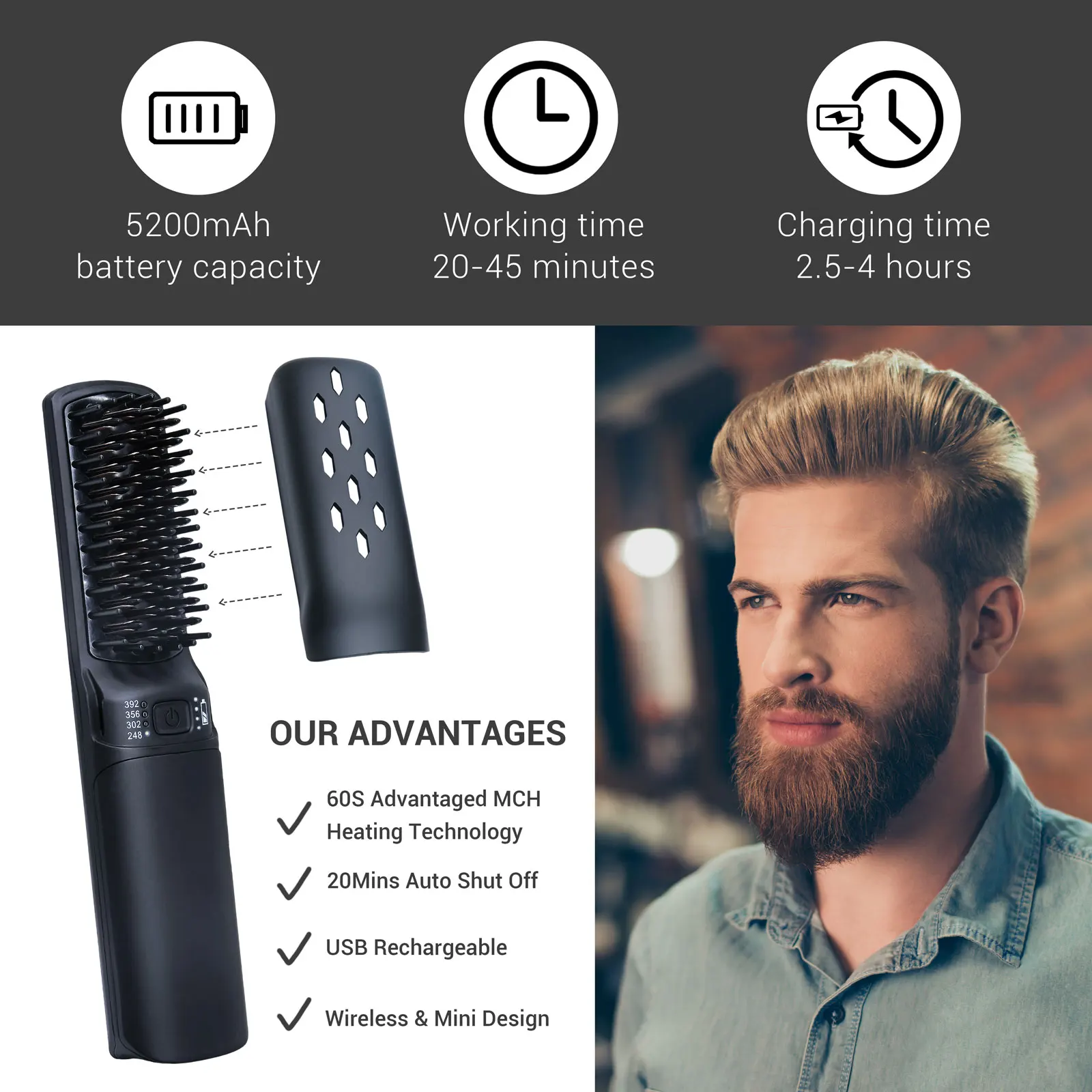 Mini USB Cordless Hair Straightener - Portable & Versatile