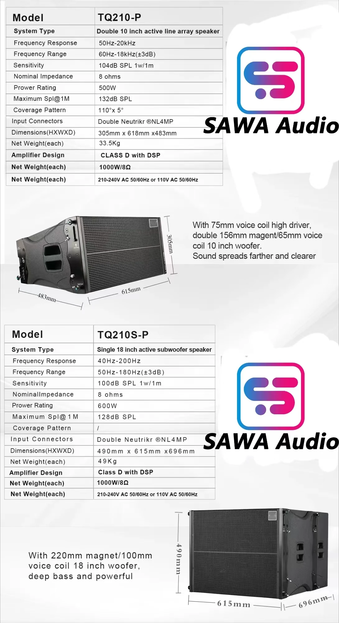 Q210 Dual 10 Inches Active Line Array Rcf Speakers Passive Professional ...