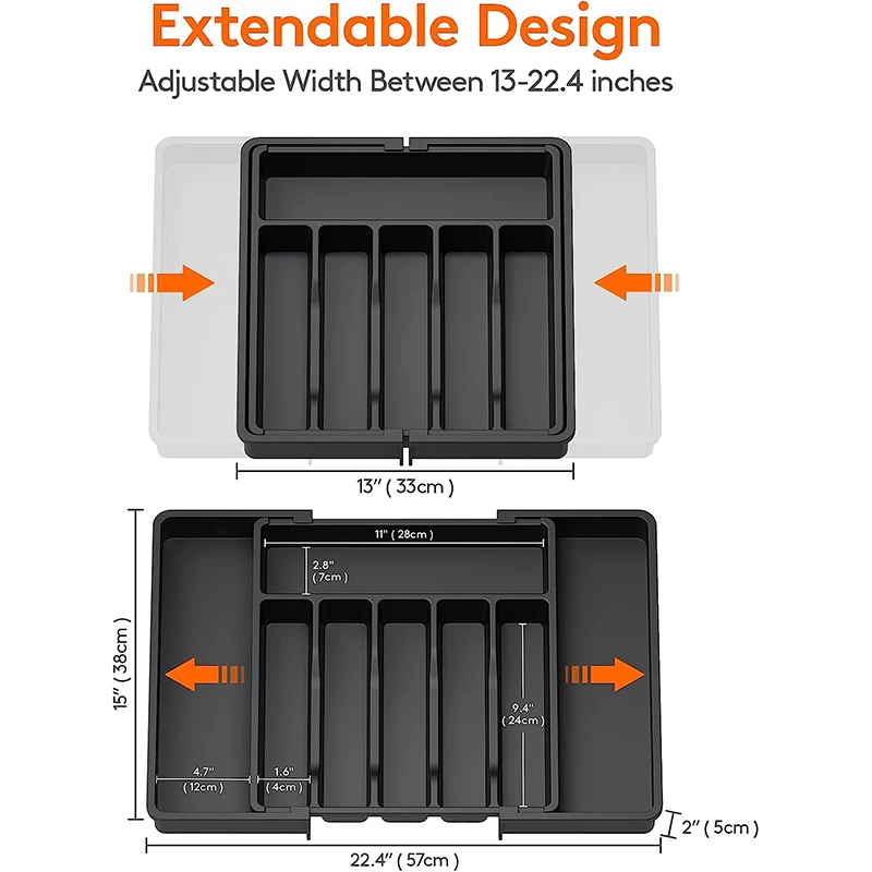 Tableware Holder Storage Dividers Adjustable Cutlery and Flatware Tray ...