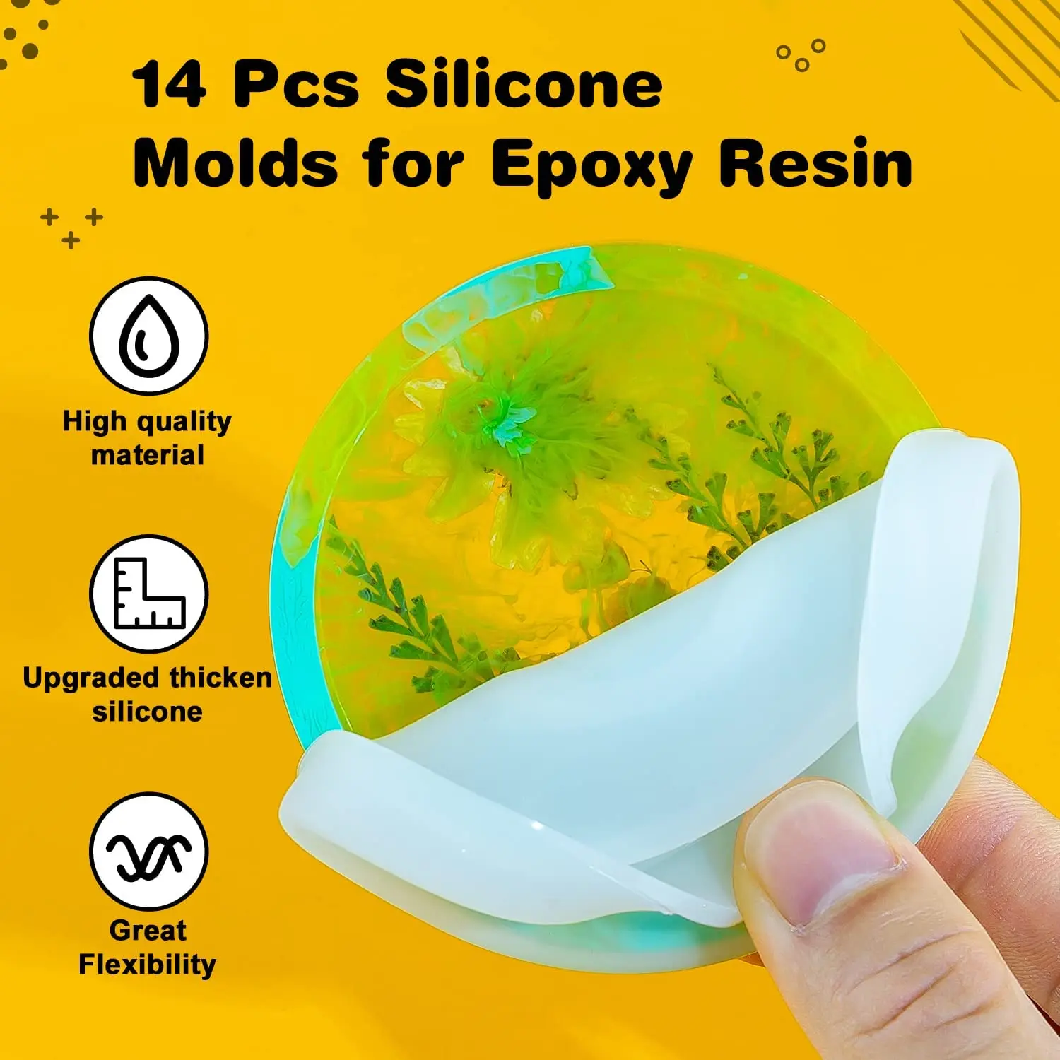 14pcs Epoxy Resin Molds - DIY Eco-Friendly Silicone Kit
