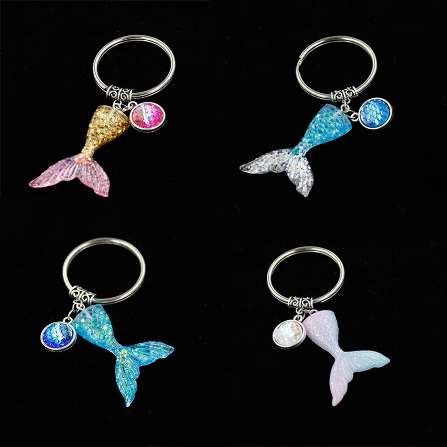 Mermaid Tail Keychain - Trendy Glitter Sequins Handbag Charm