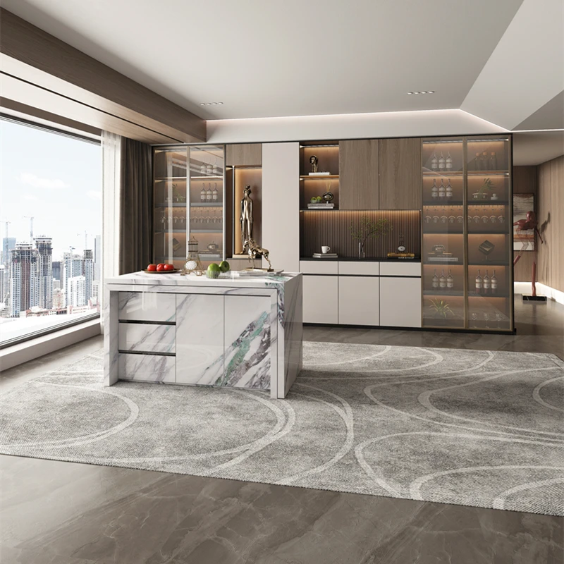 Luxury Modern Sintered Stone Slabs Countertops Kitchen Island Floating ...