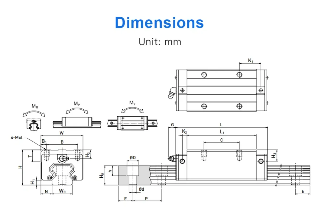 Sliding Linear Guide Rail HGW25CB HGW25HB HGW30CB HGW30HB Linear Guide ...
