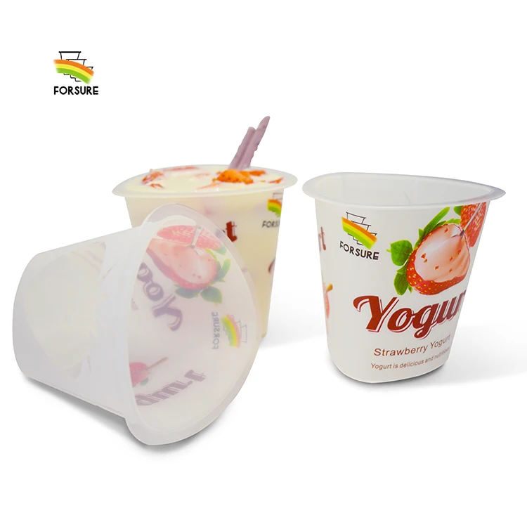 300 ml Injection Molding IML Print Desert Cup with Lid Triangle Shape ...