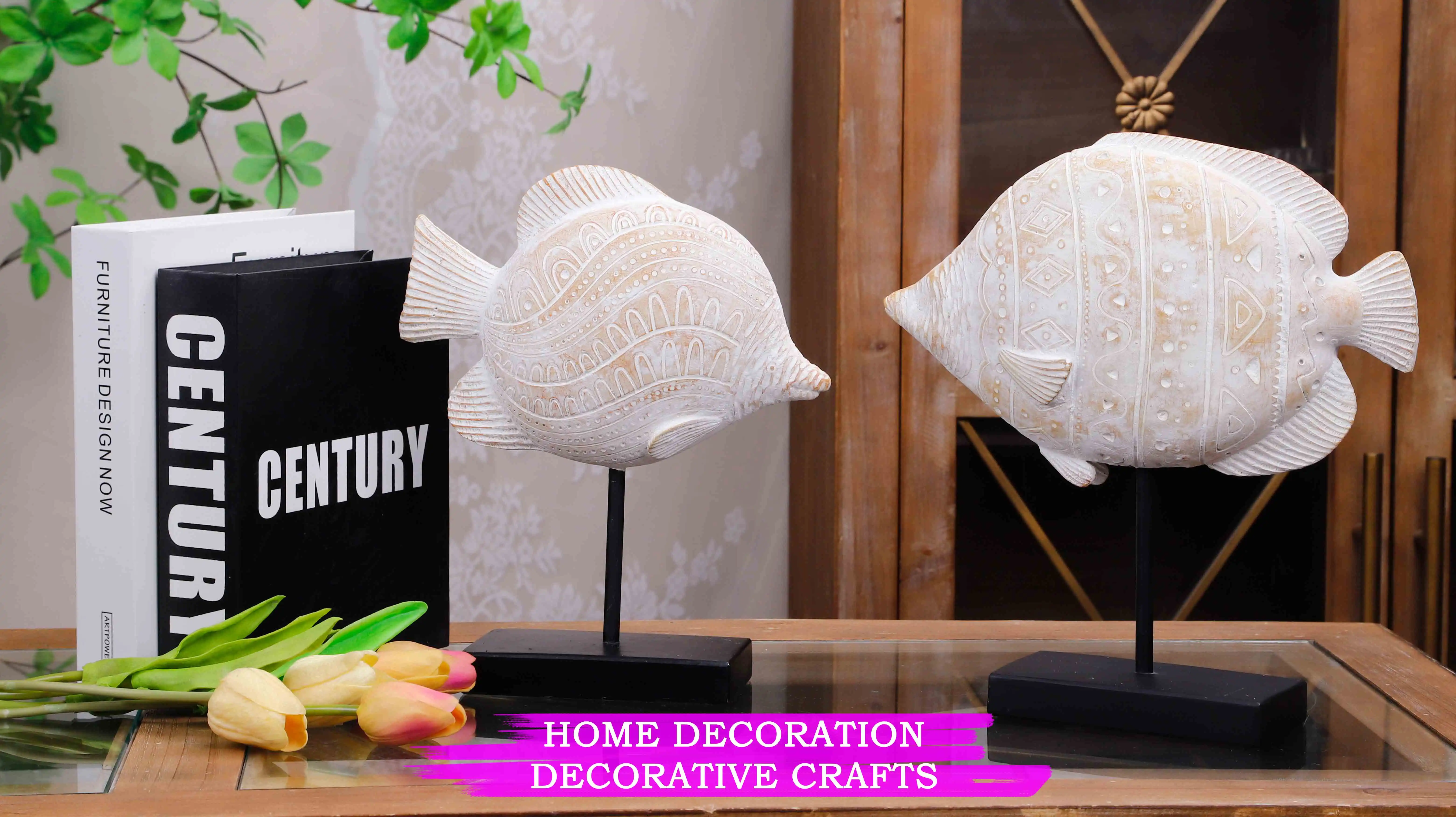 Redeco New Arrival Marine Style Fish Sculpture Resin Animal Ornament ...