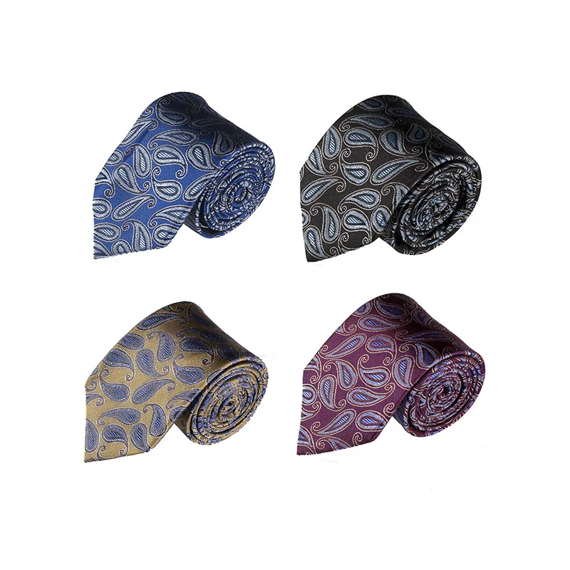 Multiple Colors Classic Paisley Pine Textured 100% Pure Silk Tie Woven ...