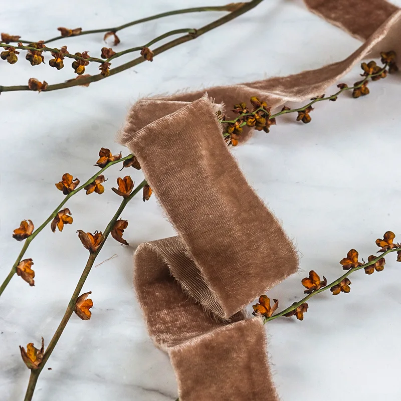 Hotsale Handmade Rough Edge Velvet Ribbon - Frayed Raw Silk
