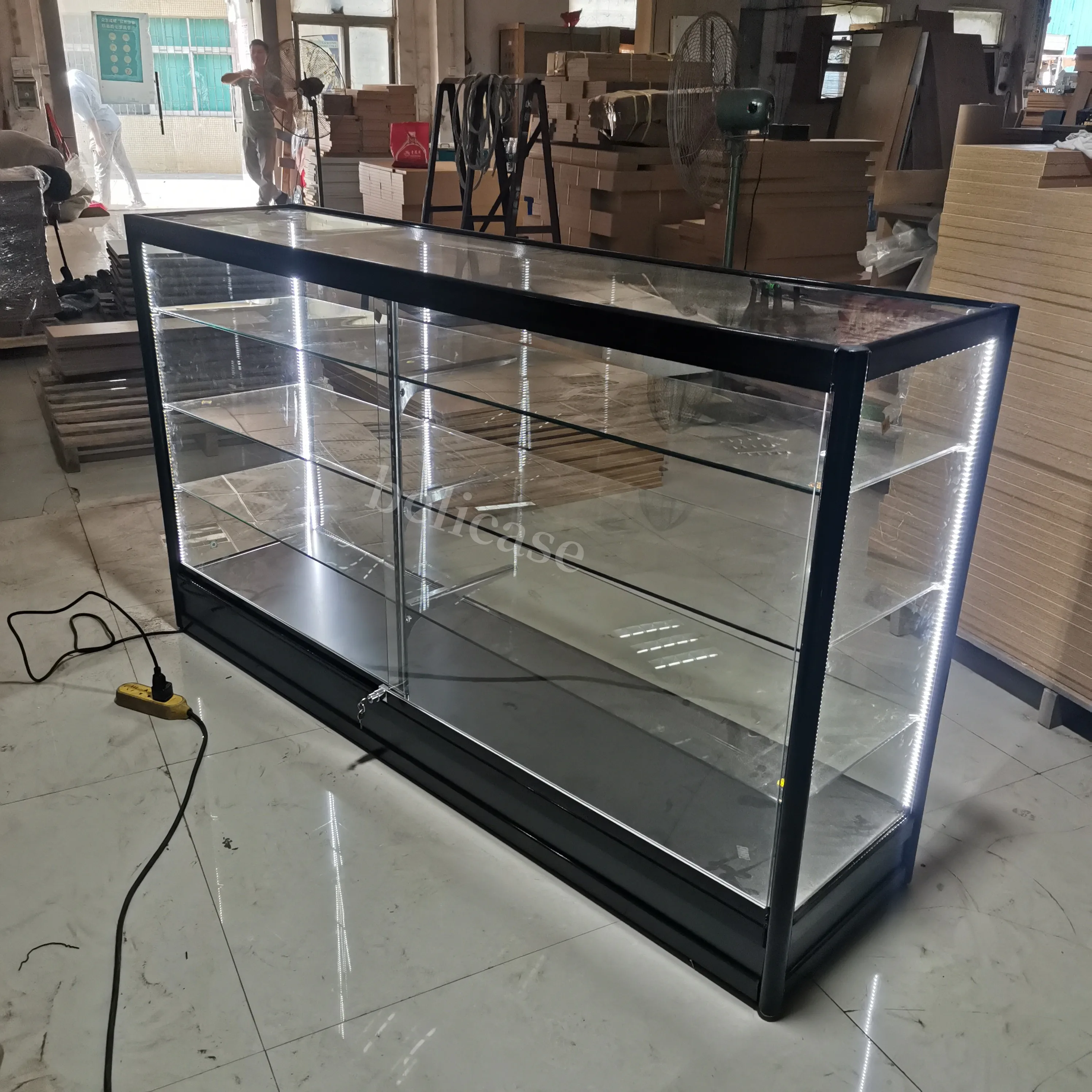 6 Feet Glass Retail Counter with Lights - Smoke Shop Furniture