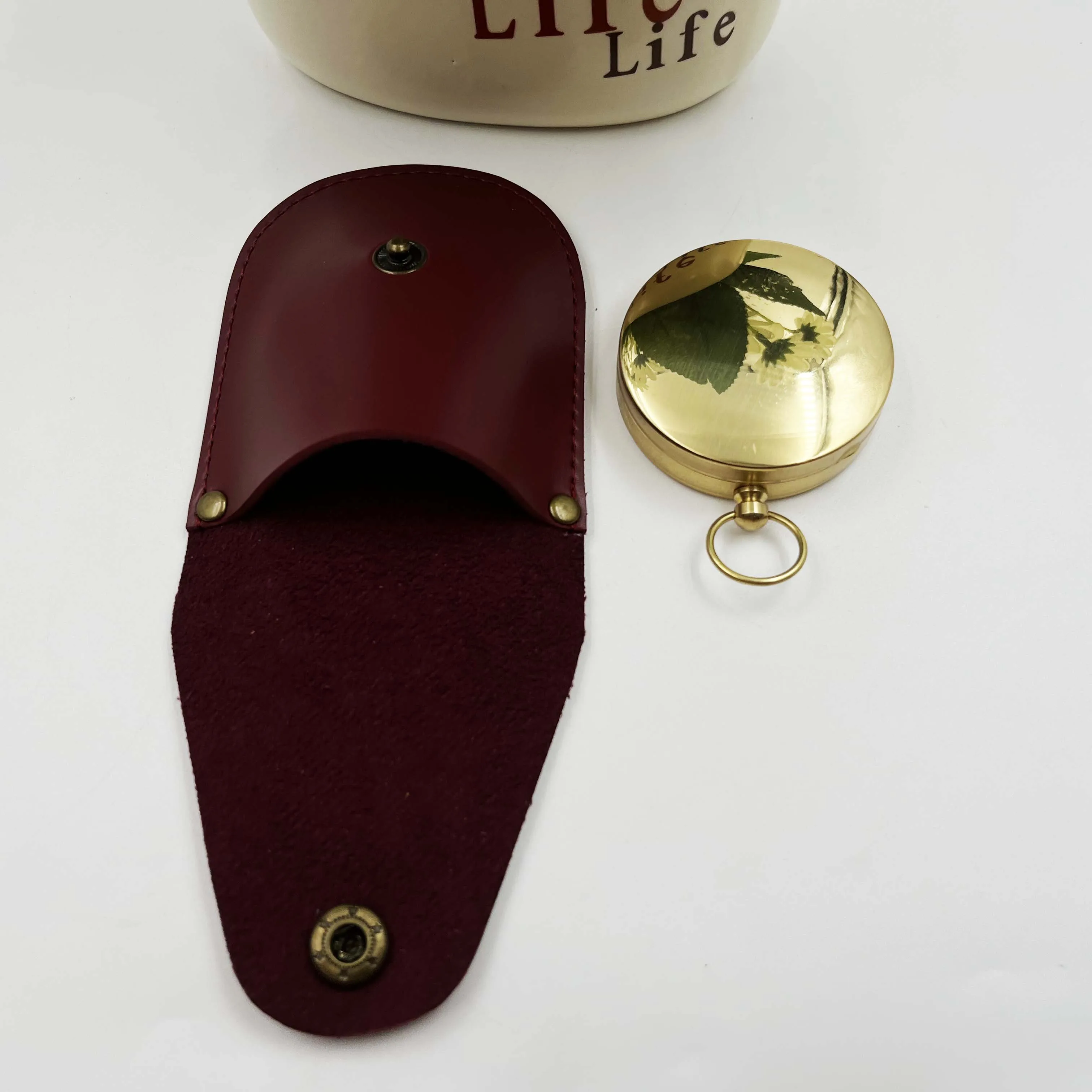 Leather Compass Case Vintage Sundial Compass Leather Pocket Case for ...