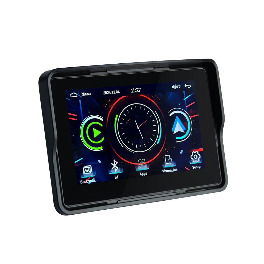 EKIY 5 Inch Portable Motorcycle Navigation Screen with Wireless CarPlay ...