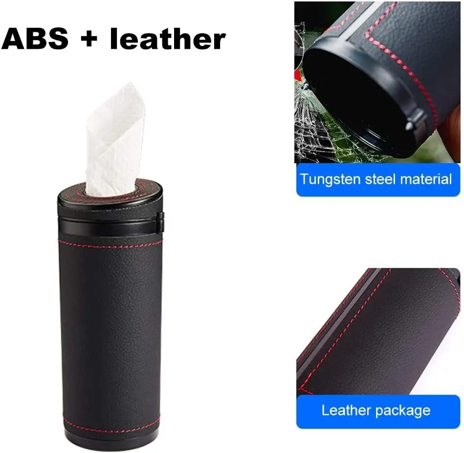 Car Tissue Holder Car Tissue Tube,Cylinder Tissue Box Pu Leather Round ...
