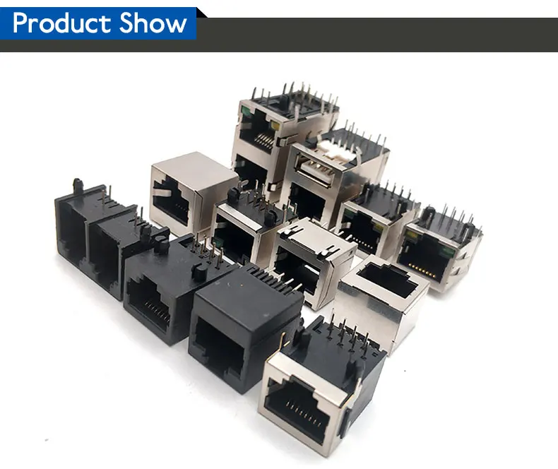 Ethernet Connector Female Socket Rj45 Smt 50/2*4/led/ Rj45 Connector ...