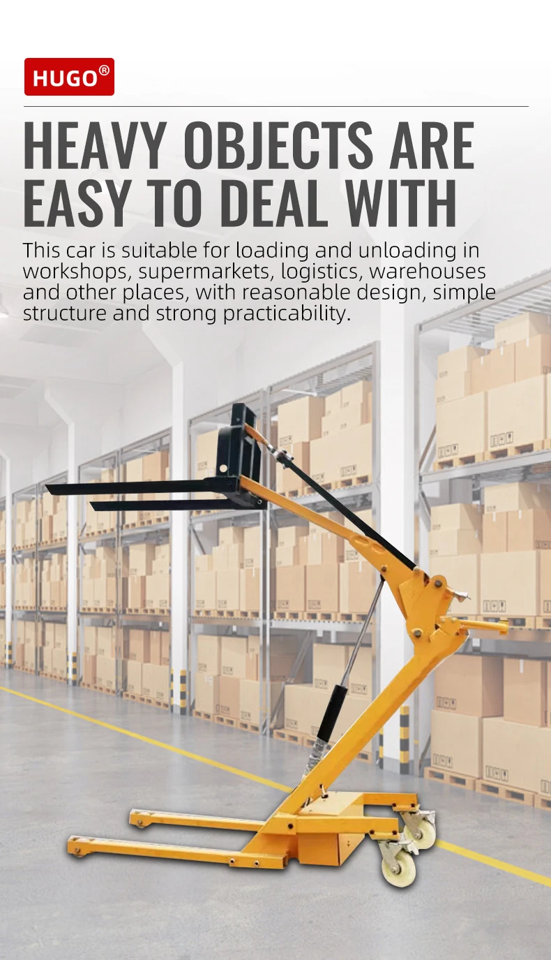 500kg 1.5m HUGO Simple Portable Folding Electr Pallet Foldable Forklift ...