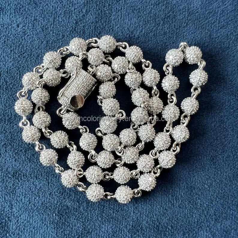 Hiphop New Fashion Jewelry D Color Vvs Moissanite Ball Chain 7mm Width ...