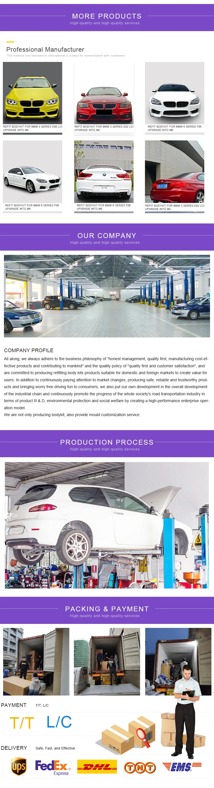 Carbon Fiber Car Body Kit Modification Front And Rear Bumper Black Lip ...