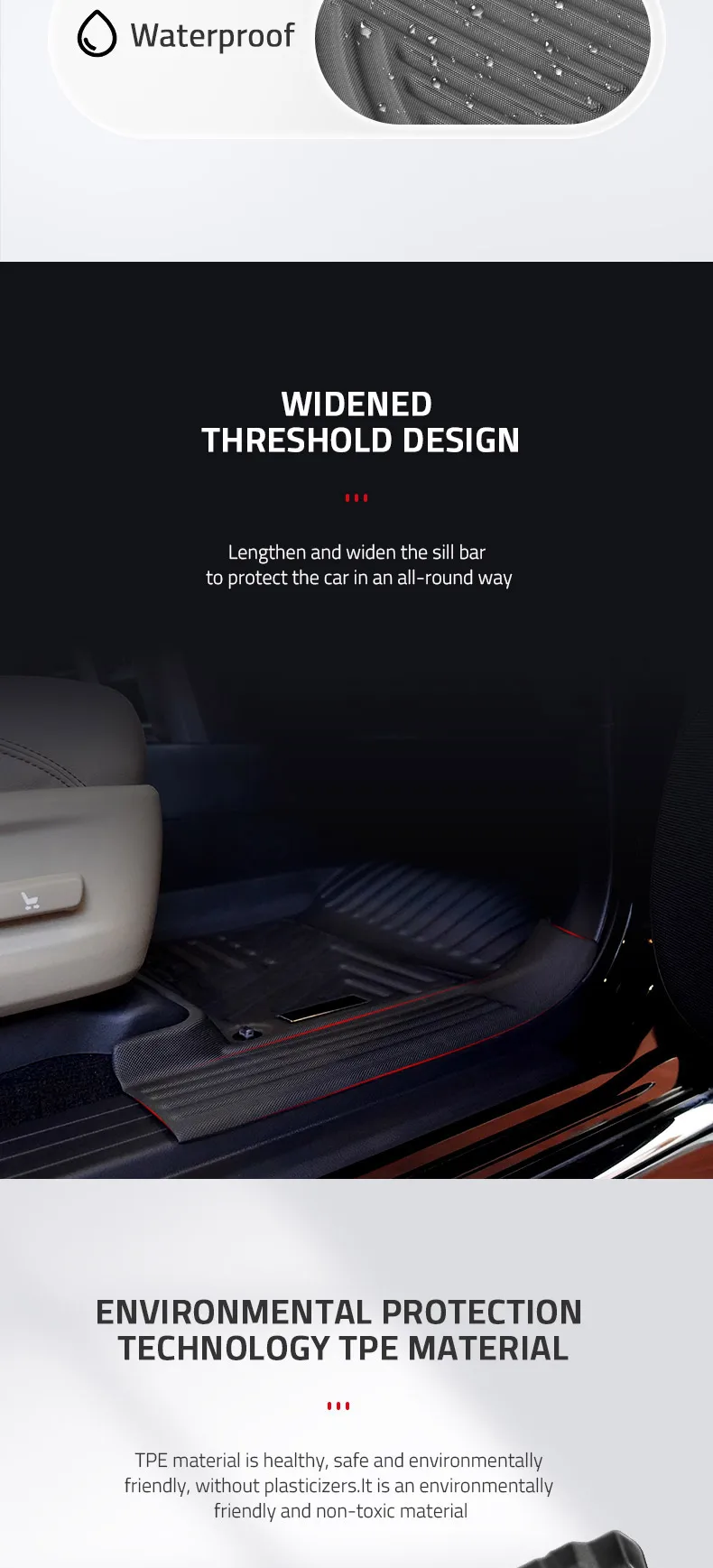 Factory Auto Exterior Accessories Tpe Plastic Black Floor Mats For ...