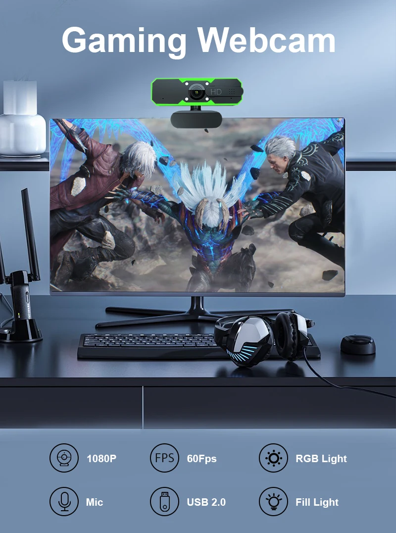 Anywii Factory Oem H782 Fhd Rgb Lights Gaming Webcam Web Camera 1080p ...