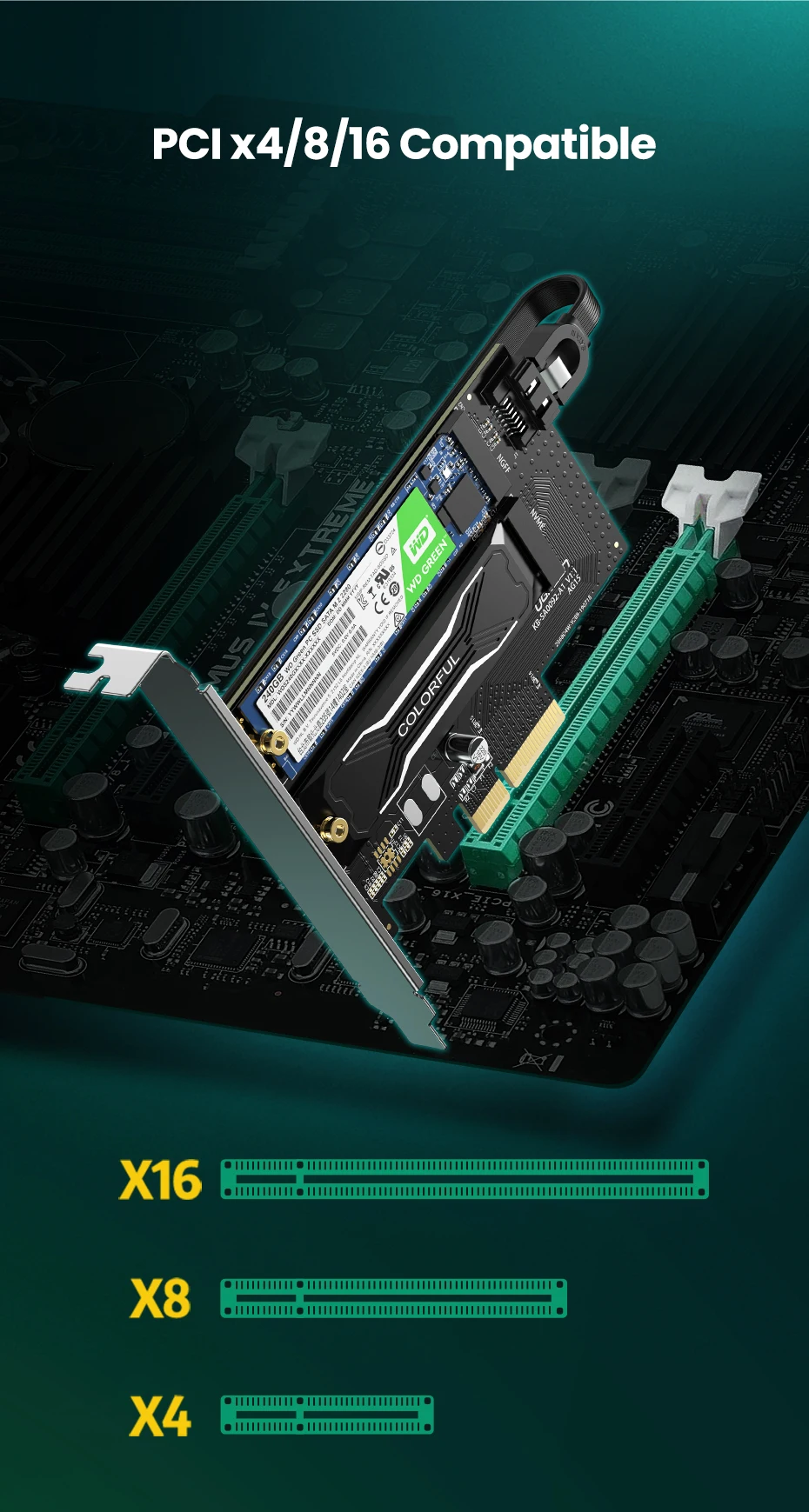 Ugreen Pcie To M2 Adapter Nvme M.2 Pci Express Adapter 32gbps Pci-e ...