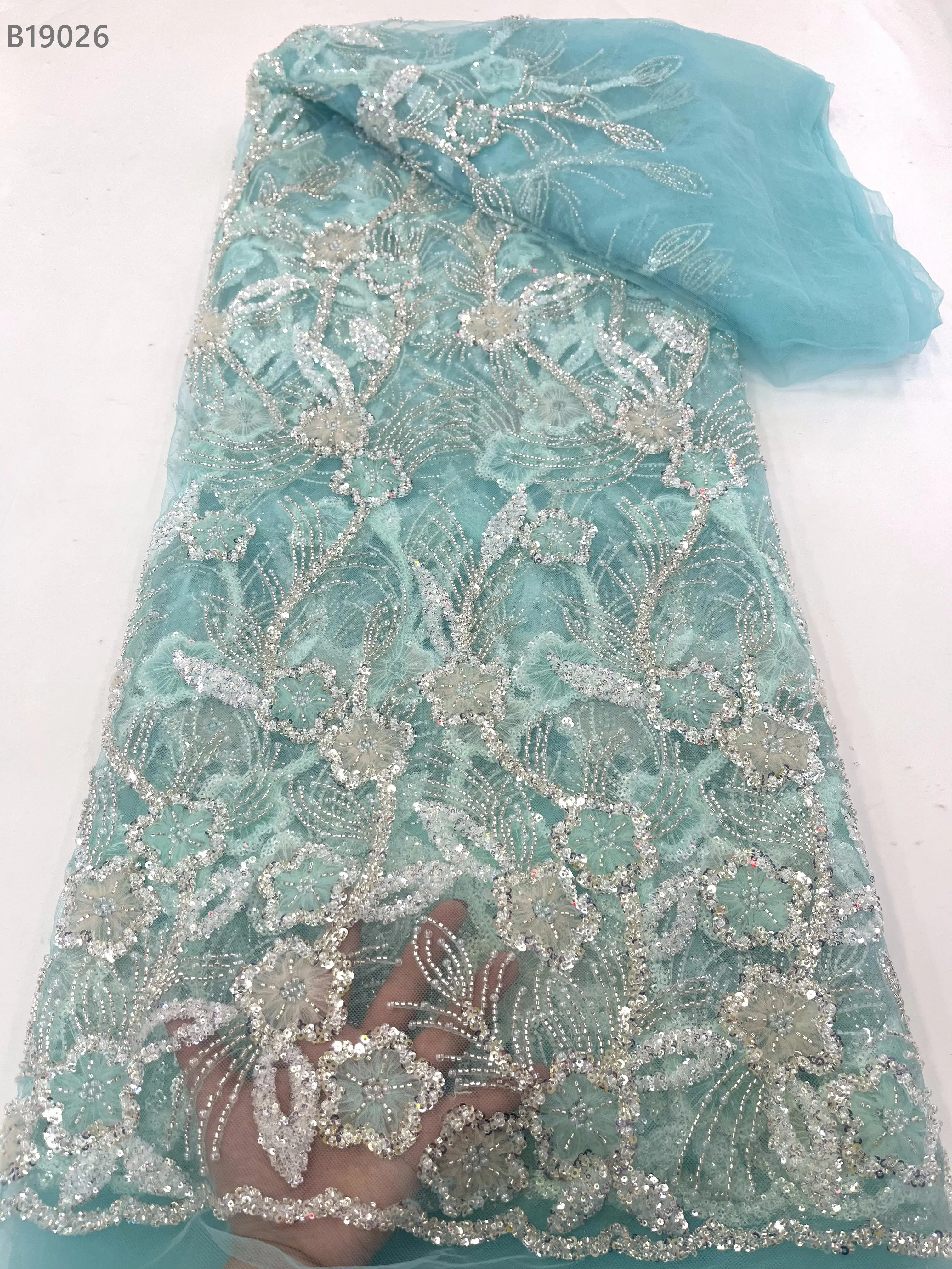 Wholesale Pink Beaded Lace Fabric - Luxurious Wedding Laces