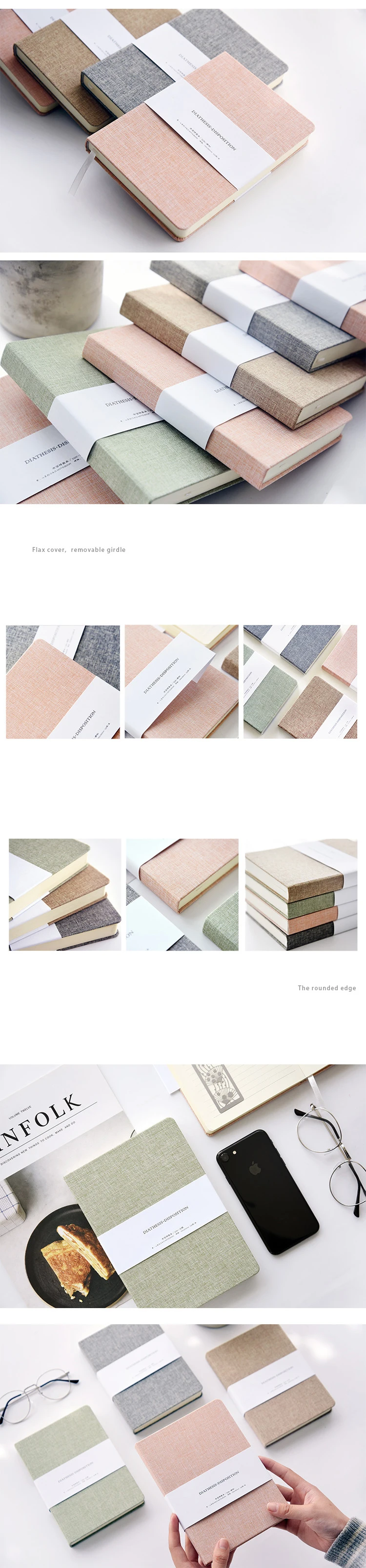 Wholesale Linen Journals with Custom Logo - Cute A5 Notebooks