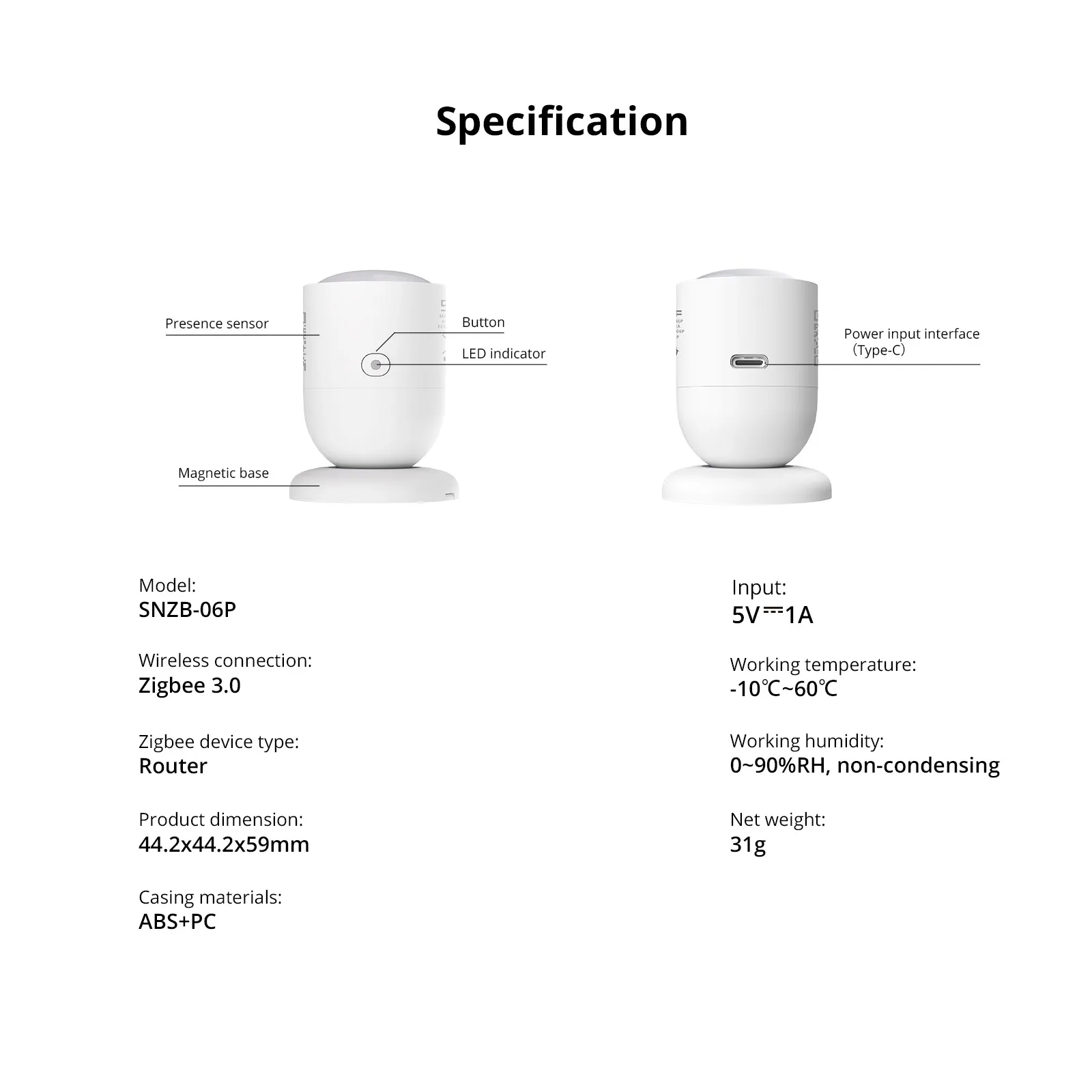 SONOFF SNZB-06P Zigbee Human Presence Sensor for Smart Homes