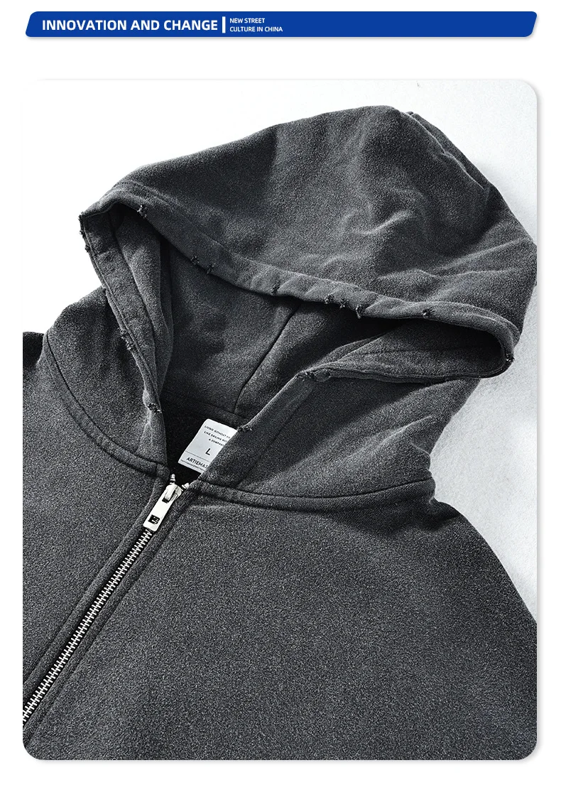 Wholesale Cotton Distressed Vintage Hoodies No String Stone Washed ...