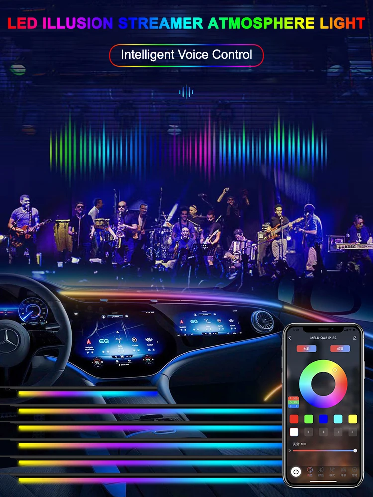 PEL APP Control RGB Ambient Lighting Car 22 in 1 Symphony Ambient Light ...