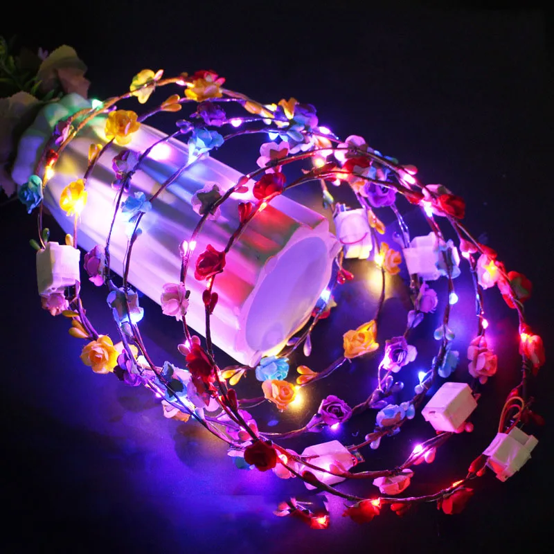 Led Flower Crown Led Headband Light Up Light String Flower Floral Head ...