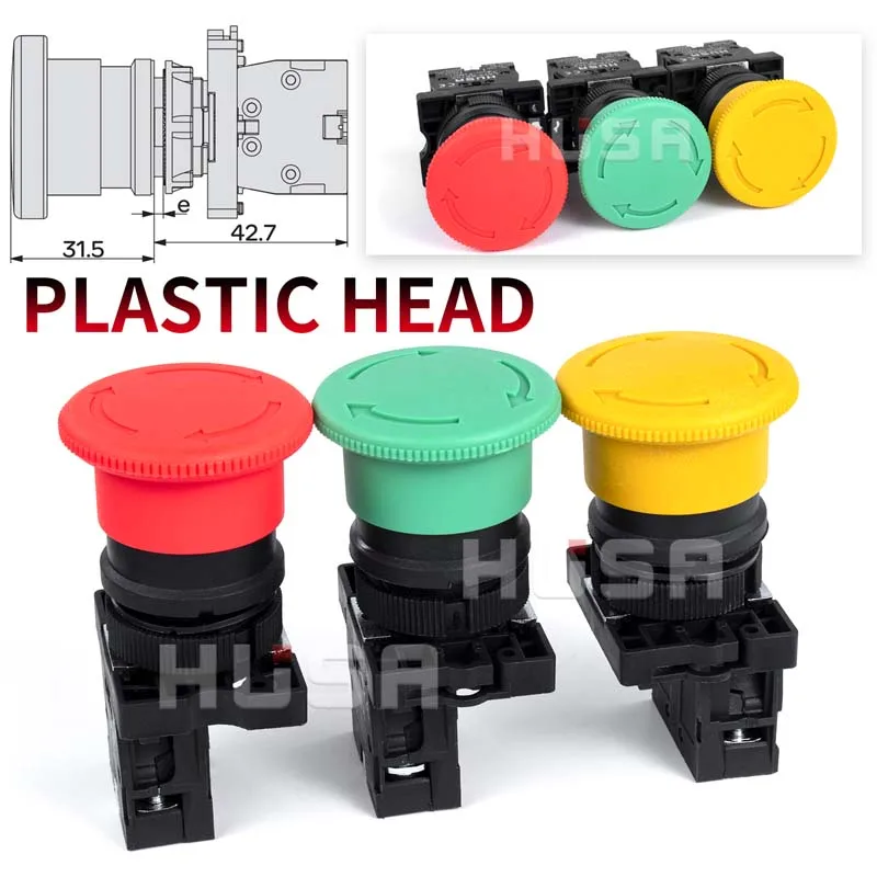 XB2 Button Switch Self Reset Mushroom Head 22mm Start 1NO NC