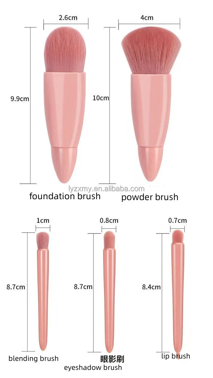 New Products 5 Piece Brush Set With Mirror Case New Makeup Powder Brush Lip Brushes In Stock ...