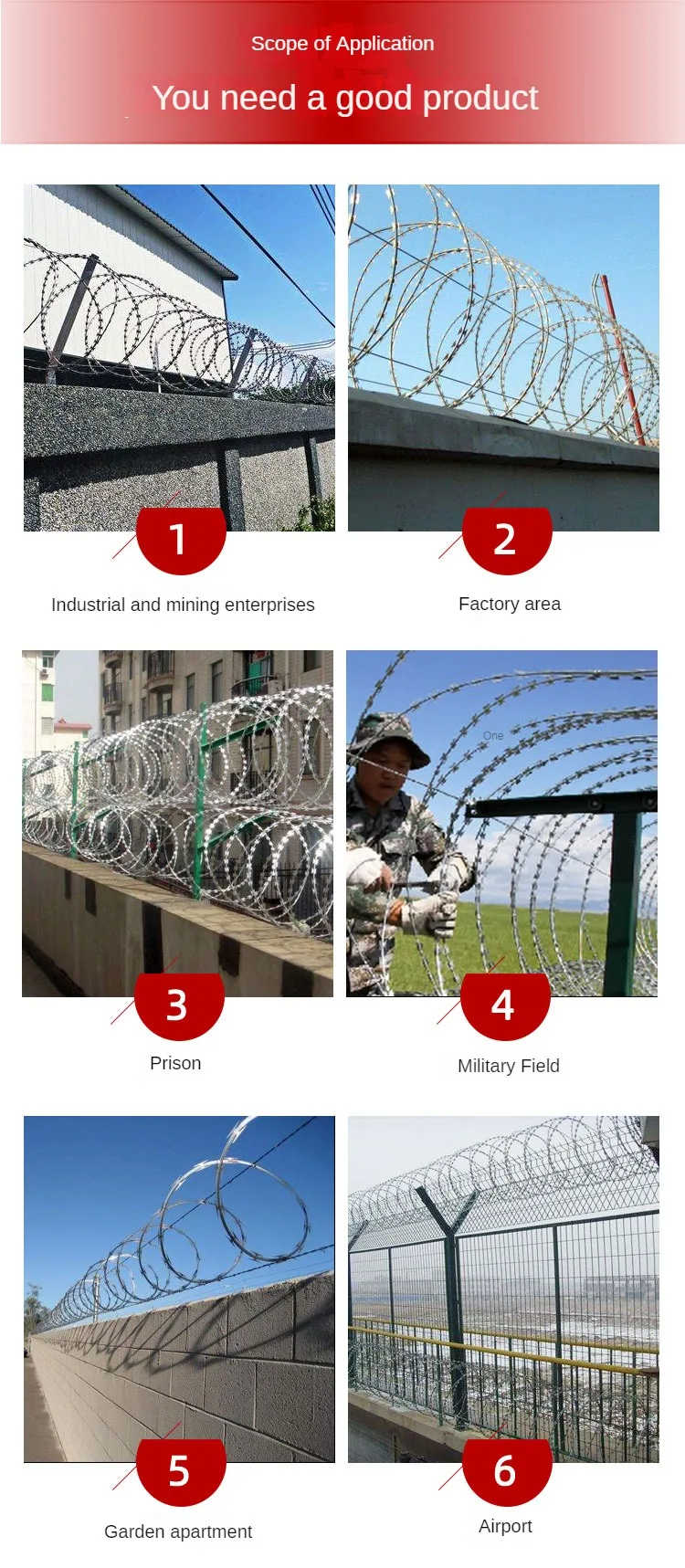 Cheap Galvanized Coil Wrapped Concertina Razor Wire Clips Razor Barbed ...