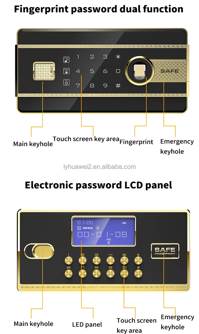 Home Furniture Wood Bedside Safe Cabinet Hotel Hidden Smart Fingerprint ...