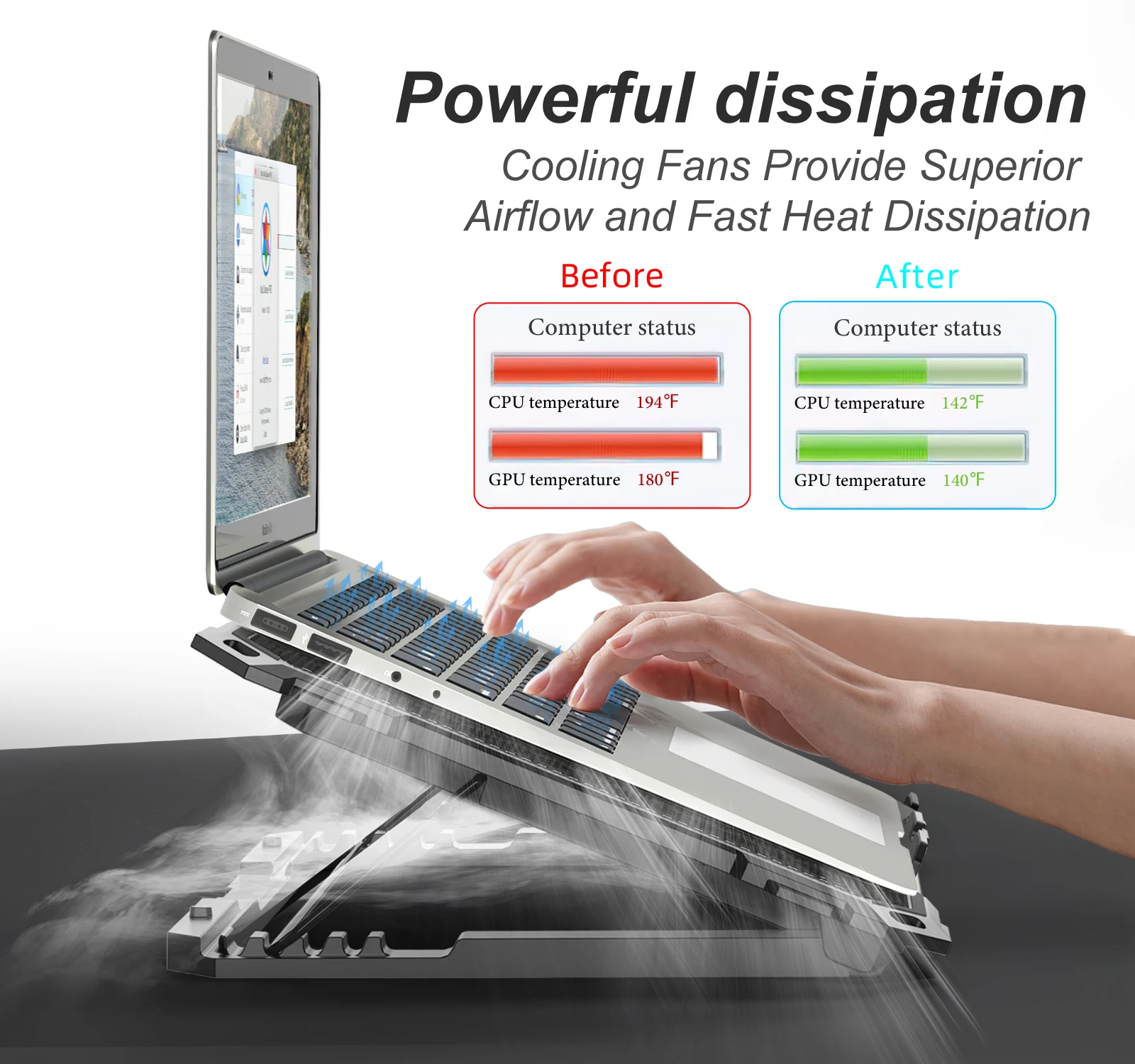Ice Coorel Portable USB Five-Fan Laptop Cooling Pad & Notebook Cooler ...