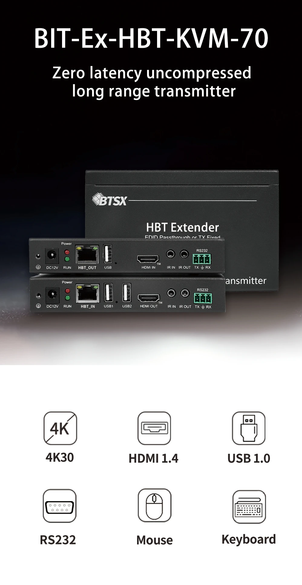 Hdmi Extender Full Hd 4k 30hz 70m Tx Rx Hdmi Usb Kvm Extender Over ...