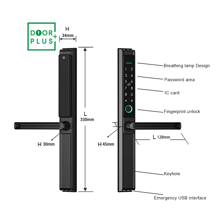 Doorplus Waterproof Digital Biometric Handle Fingerprint Smart Gate ...
