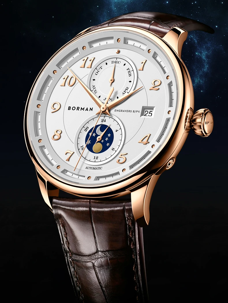BORMAN Men's Designer Mechanical Watches - Double Dial Display