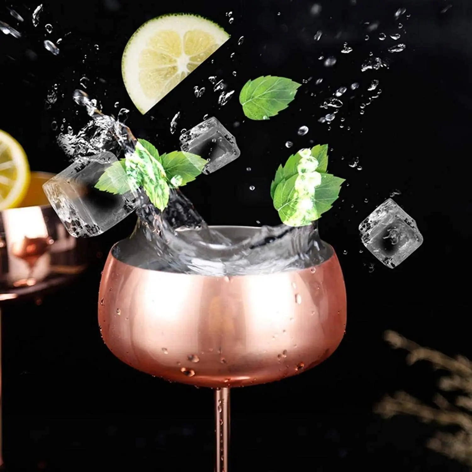 Copper Coupe Champagne Glasses Set Of 2 Stainless Steel Vintage Martini ...