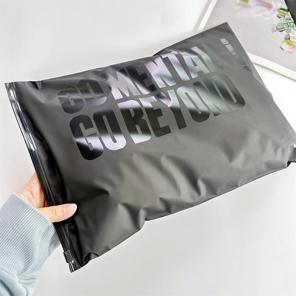 Custom Printed Frosted Black Bundles Packaging Bags