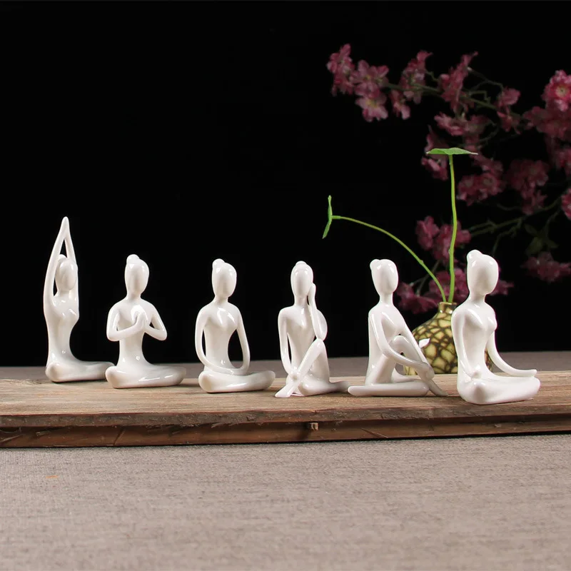 Ceramic Yoga Poses Lady Statues - Home Decor Art Pieces