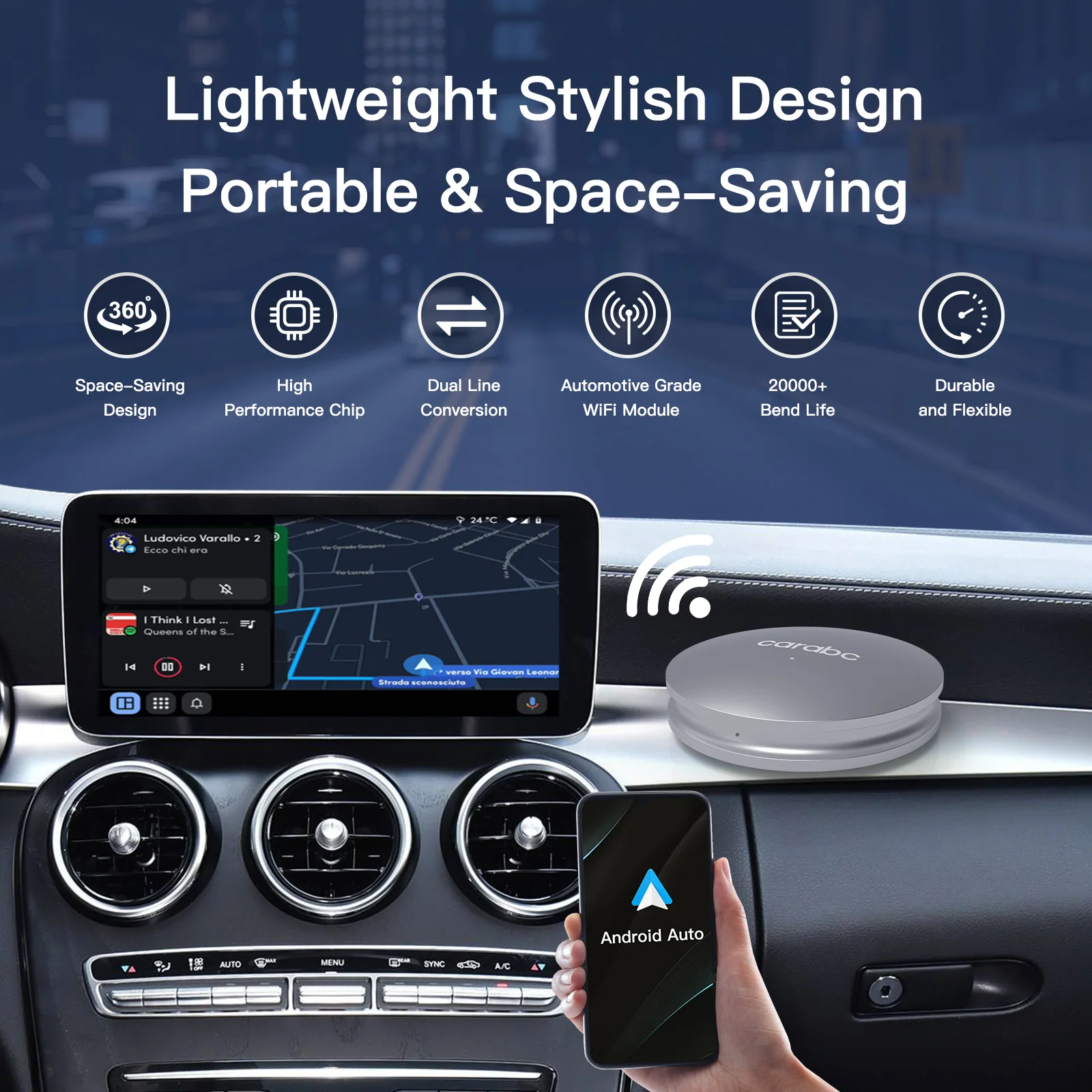 Carabc Wireless Carplay Android Auto Adapter Dongle For Oem Factory Wired Android Auto Cars ...