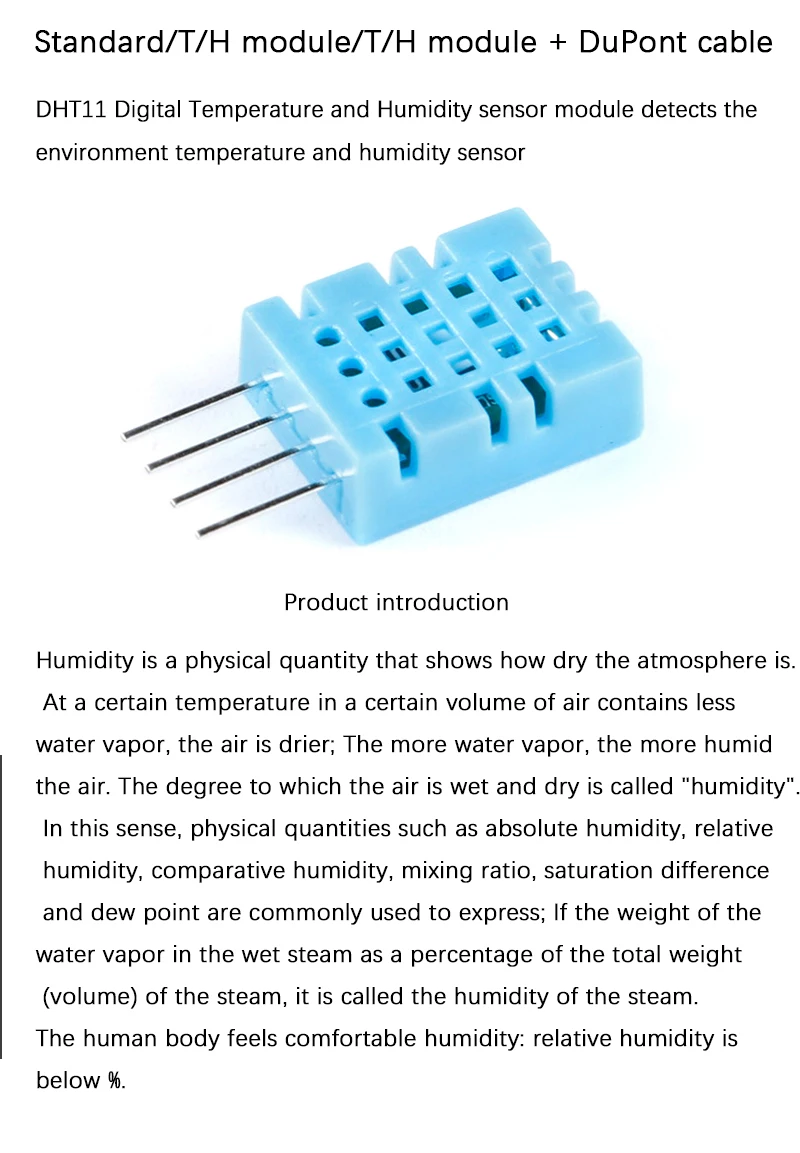 Dht11 Temperature And Humidity Module + Dupont Wire Digital Temperature ...