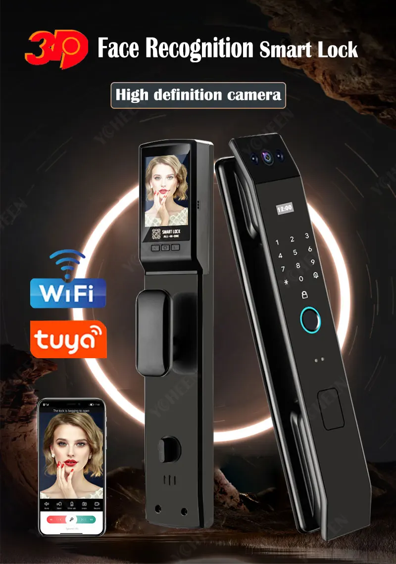 Tuya Wifi Biometric 3D Face Recognition Smart Lock by YOHEEN