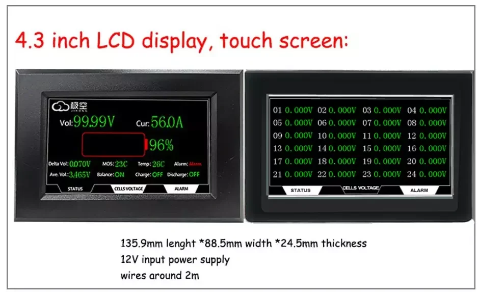 Best JK BMS Display - 4.3'' LCD Touch Screen for Batteries