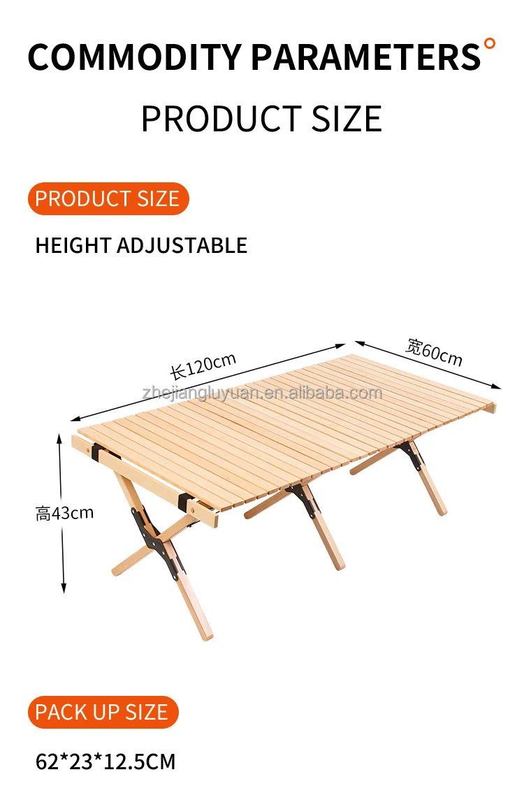 Luyuan Folding Solid Wood Table Camping Portable Foldable Outdoor ...