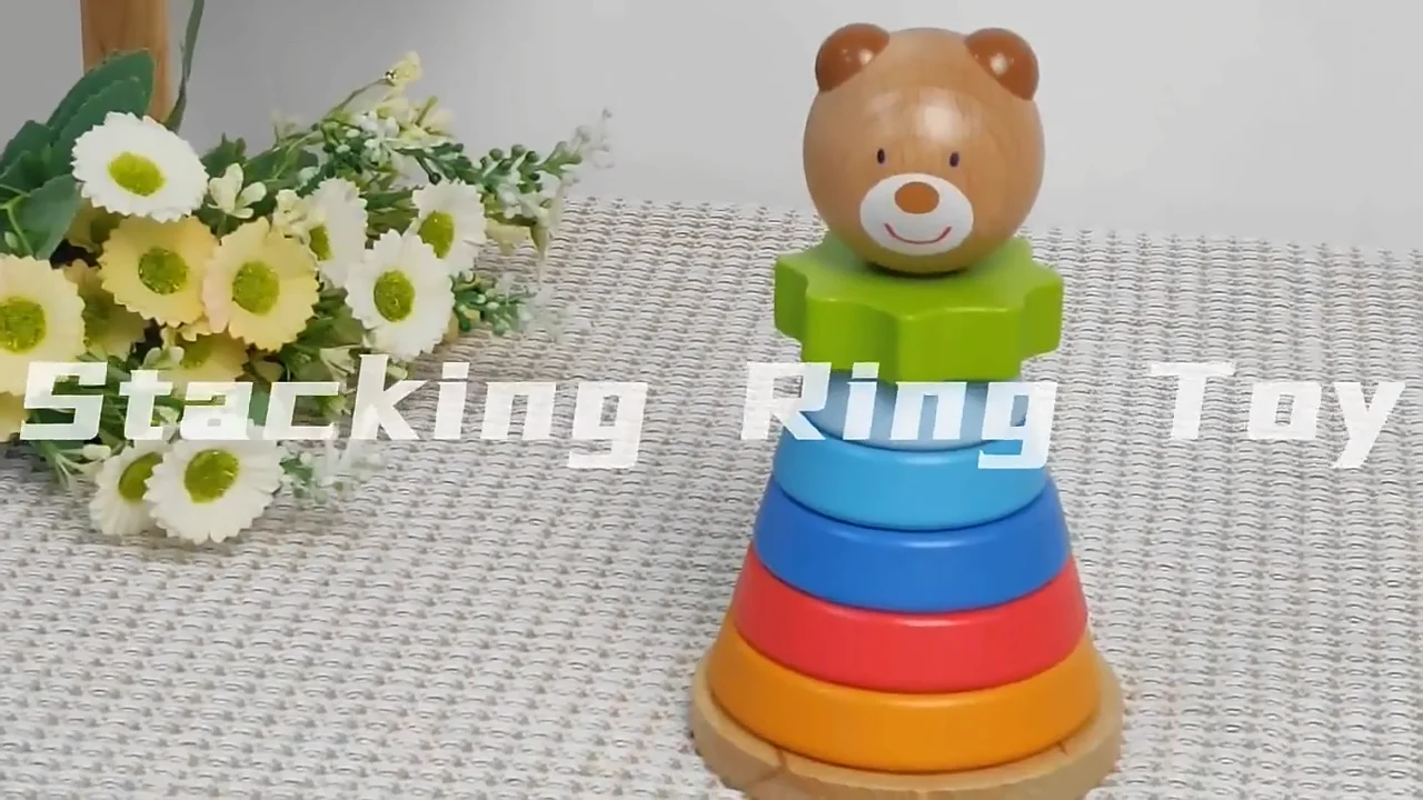 Montessori Wooden Rainbow Wooden Ring Stacker Toy For Infants And ...
